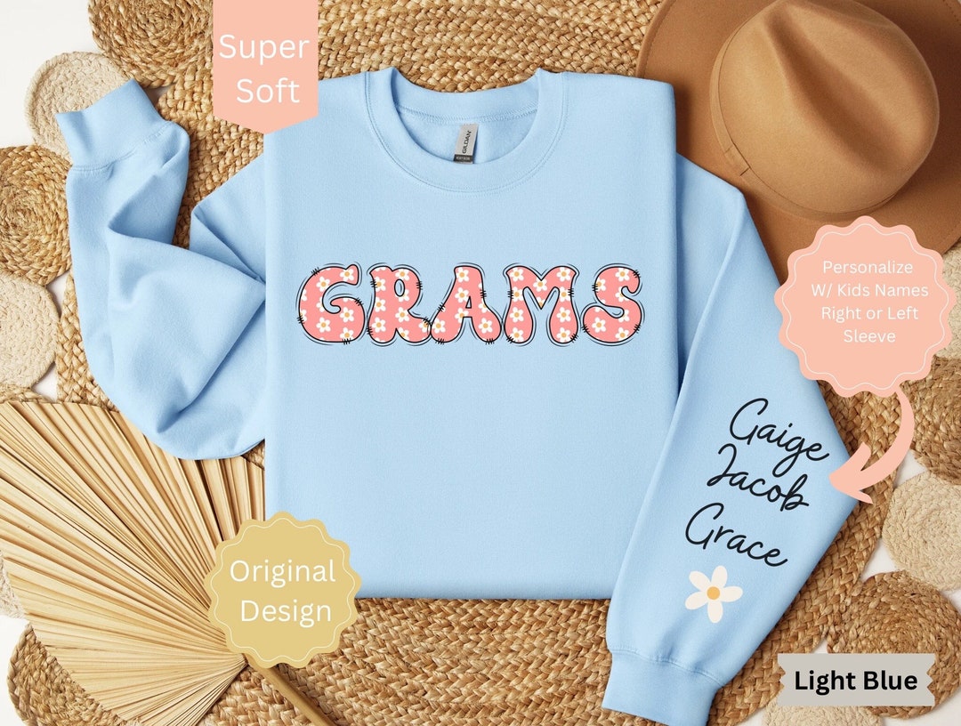 Custom GRAMS Sweatshirt, Personalized Grandma Shirt With Grandkids ...