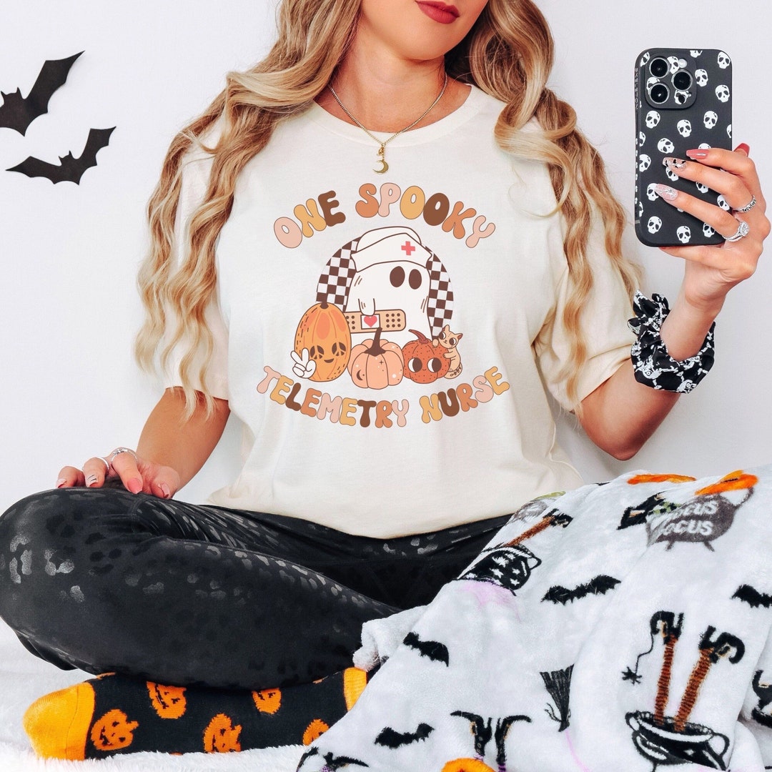 One Spooky Telemetry Nurse Shirt for Halloween, Ghost Nurse Shirt Gift ...