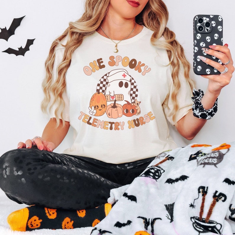 One Spooky Telemetry Nurse Shirt for Halloween, Ghost Nurse Shirt Gift ...
