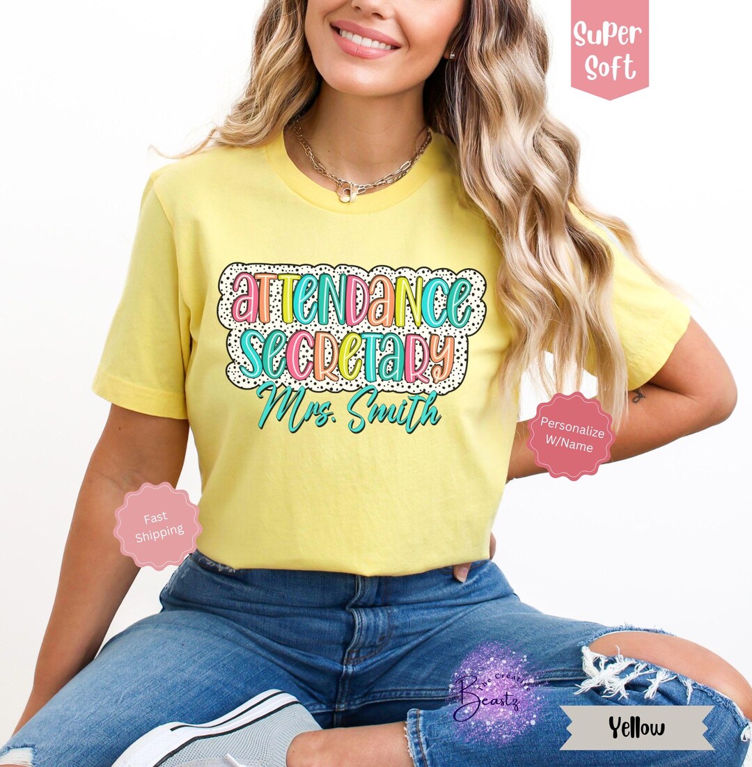 Custom Attendance Secretary Shirt With Name, Personalized Attendance ...