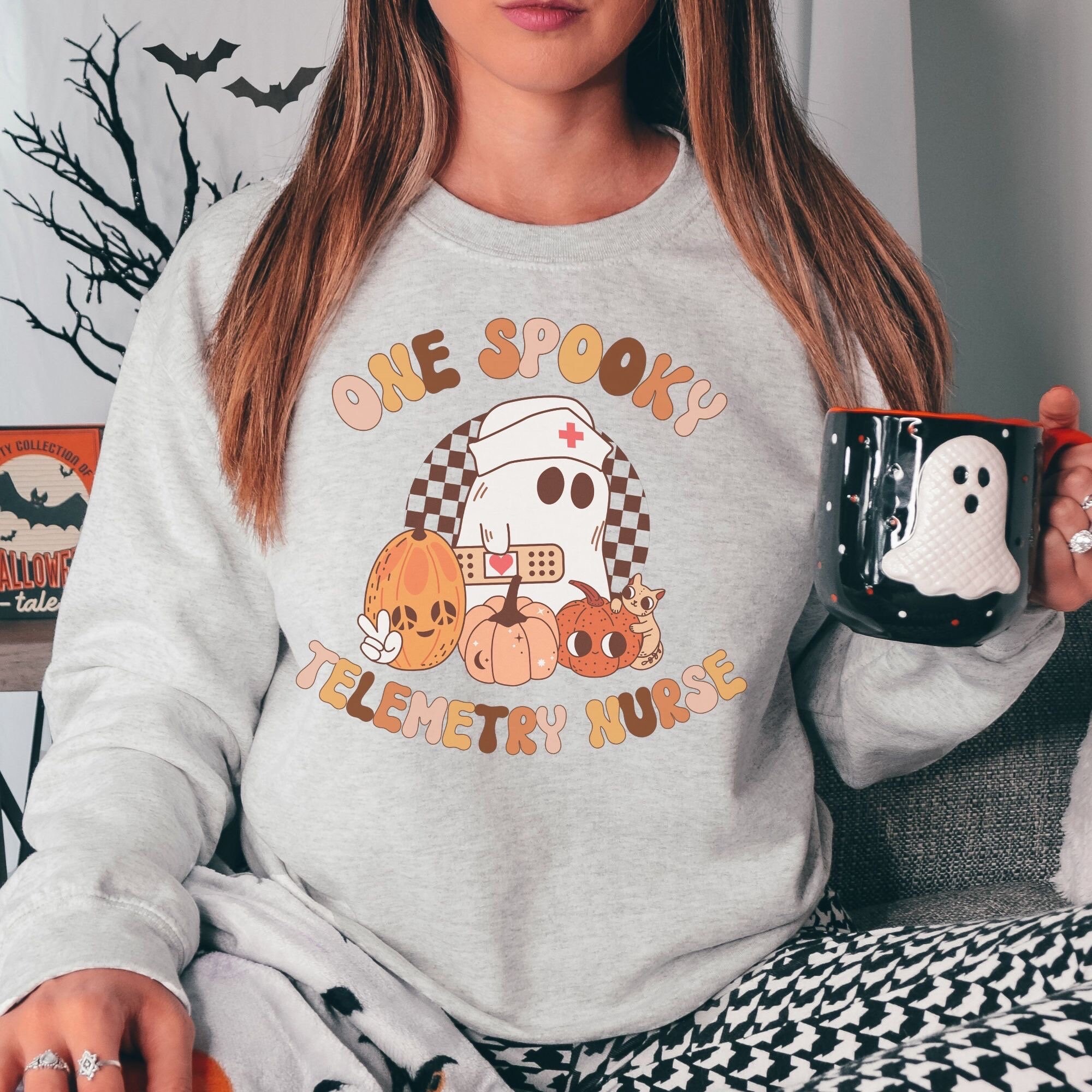 One Spooky Telemetry Nurse Sweatshirt Ghost Nurse Shirt - Etsy
