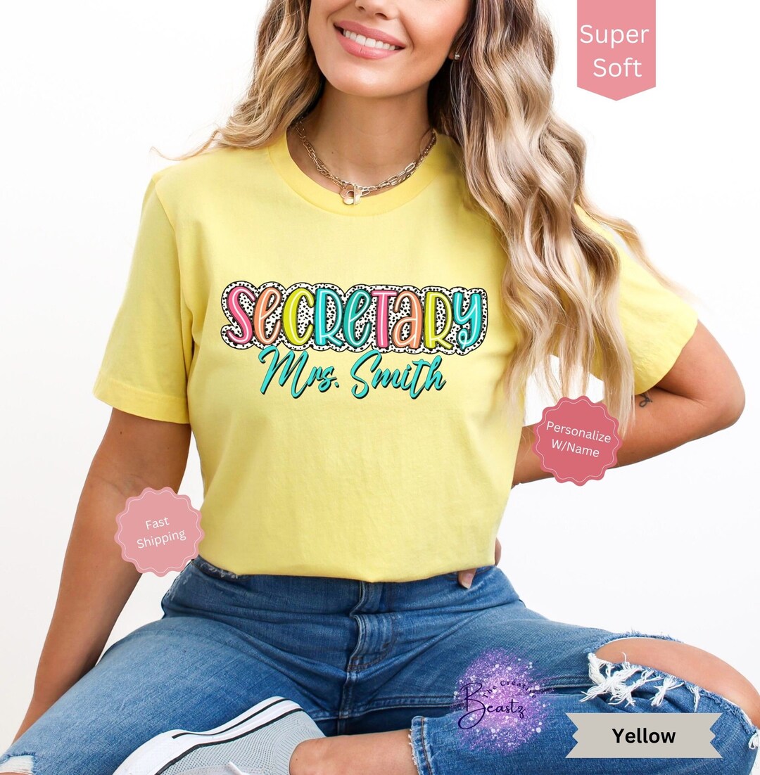 Secretary Shirt With Name, Appreciation Gifts for Secretary ...