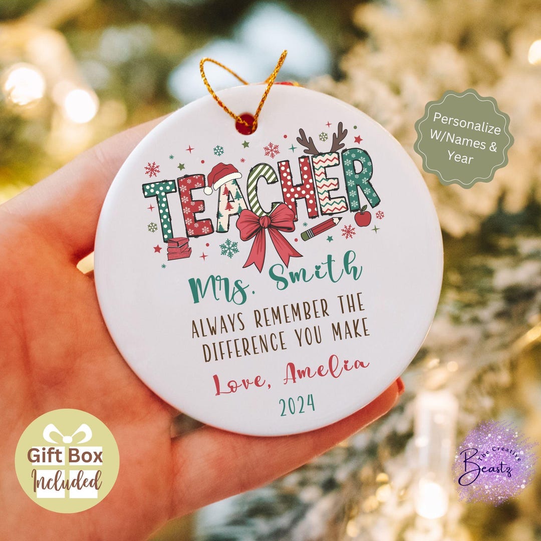 Custom Teacher Name Christmas Ornament, Teacher Appreciation Ornaments ...