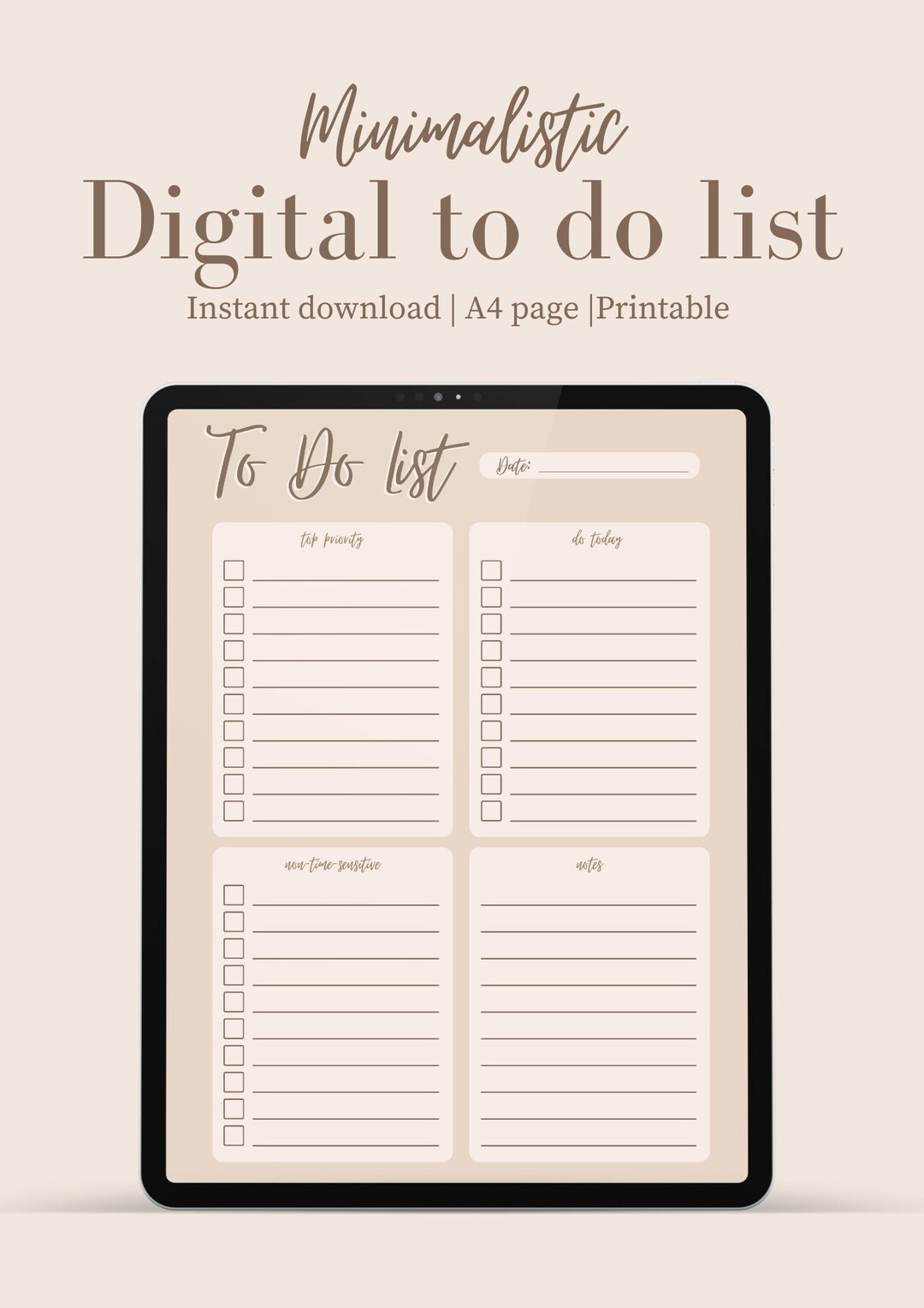 Minimalistic To-do List Template A4 - Etsy