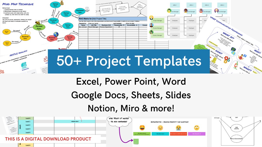 50 Project Management Templates In Excel And Powerpoint Etsy 50 Project Management Templates In Excel And Powerpoint Etsy
