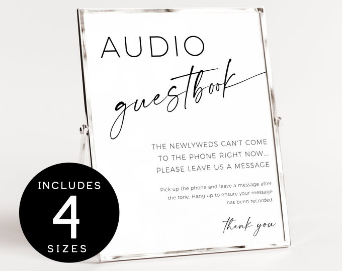 PRINTED Audio Guest Book Sign, Telephone Guest Book, Wedding Audio ...