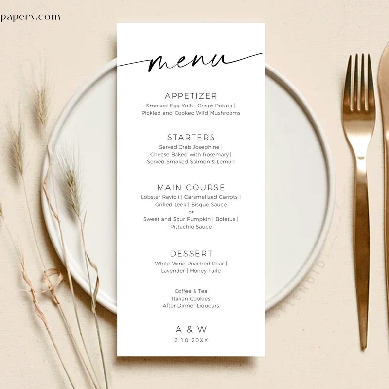 Simple Wedding Menu - Etsy