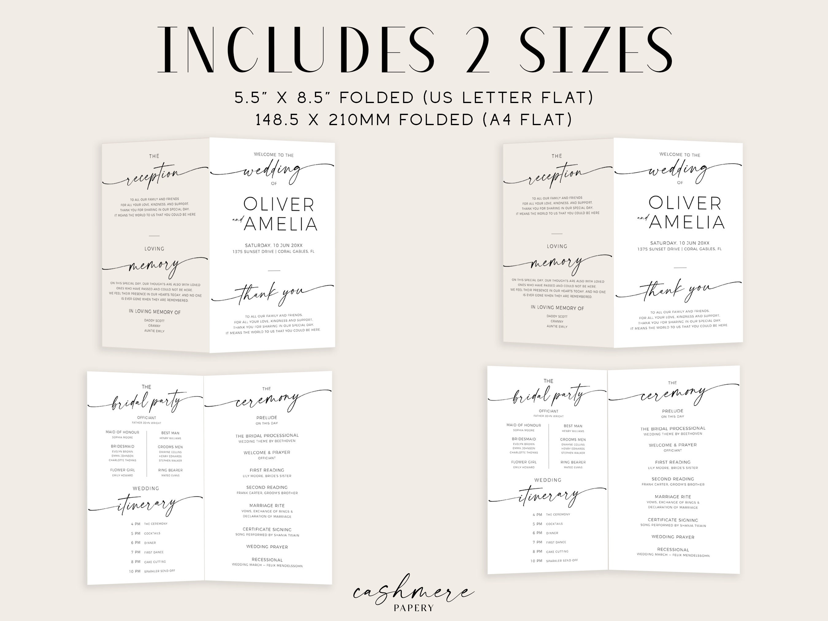 Church Wedding Program Template Editable Catholic Mass - Etsy