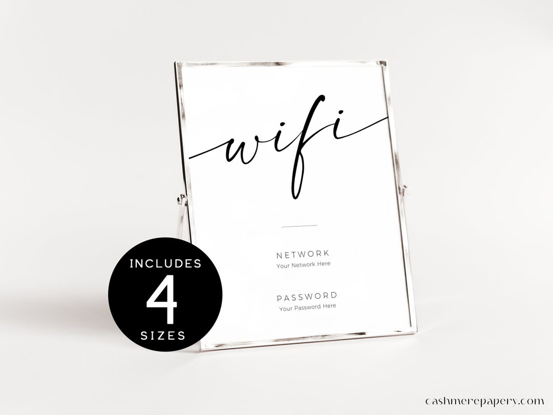 Wifi Sign Digital Download Wedding Wifi Sign Printable Template ...