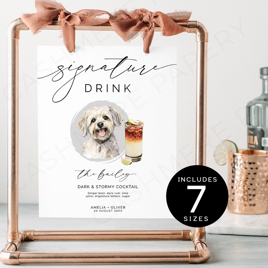 Pet Signature Drink Template, Custom Pet Signature Drinks, Signature ...