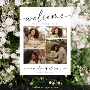 Photo Collage Wedding Welcome Sign | Photo Wedding Rehearsal Sign ...