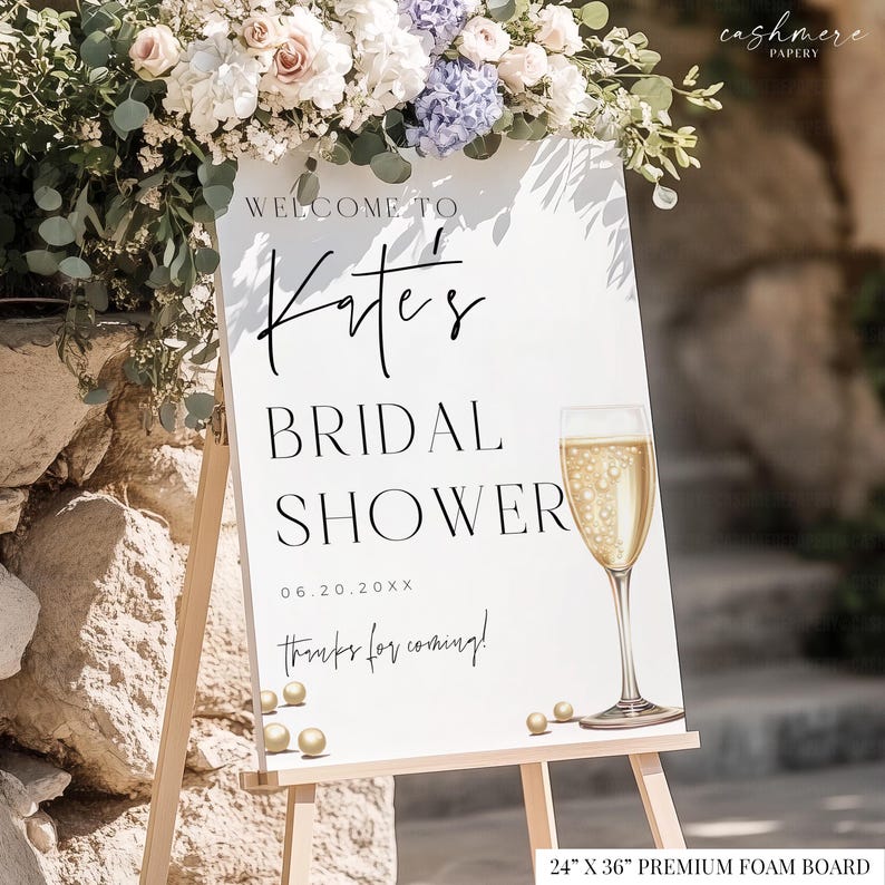 Champagne Pearls & Prosecco Personalized Bridal Shower Foam Board ...