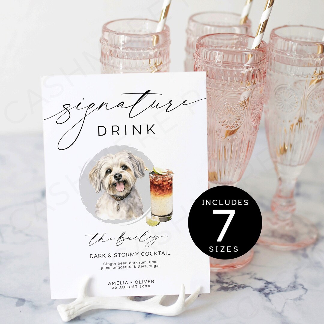 Pet Signature Drink Template, Signature Drink Sign Dog Template ...