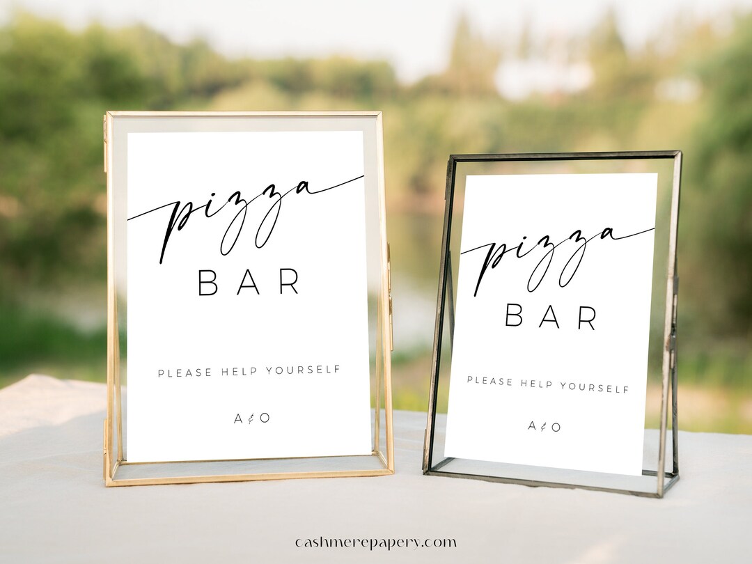 Minimalist Pizza Bar Sign Template, Editable Wedding Pizza Menu Sign ...