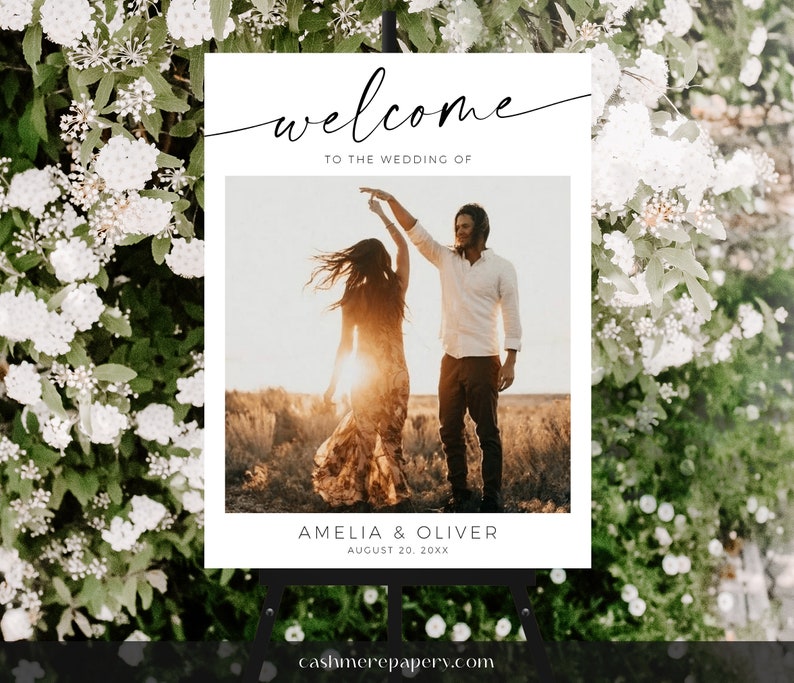 Wedding Welcome Sign With Picture Template | TEMPLETT Editable Photo ...