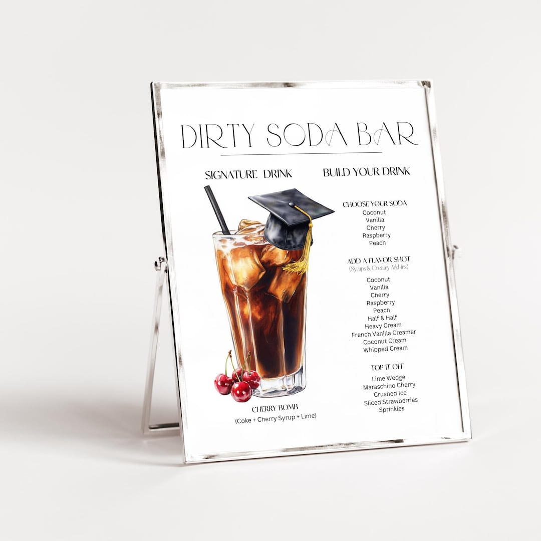 Printable Dirty Soda Bar Sign for Graduation Editable Dirty Soda Bar ...