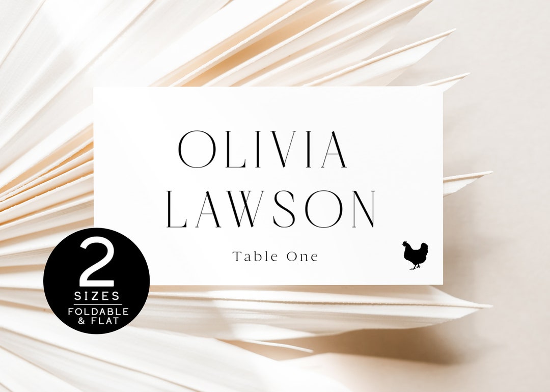 Place Card Indicators, Wedding Placecard Template With Food Option ...