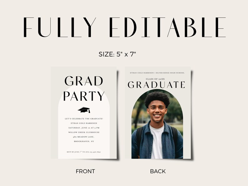 Graduation Invitation Template, Digital Download, Boy 2026 High School ...