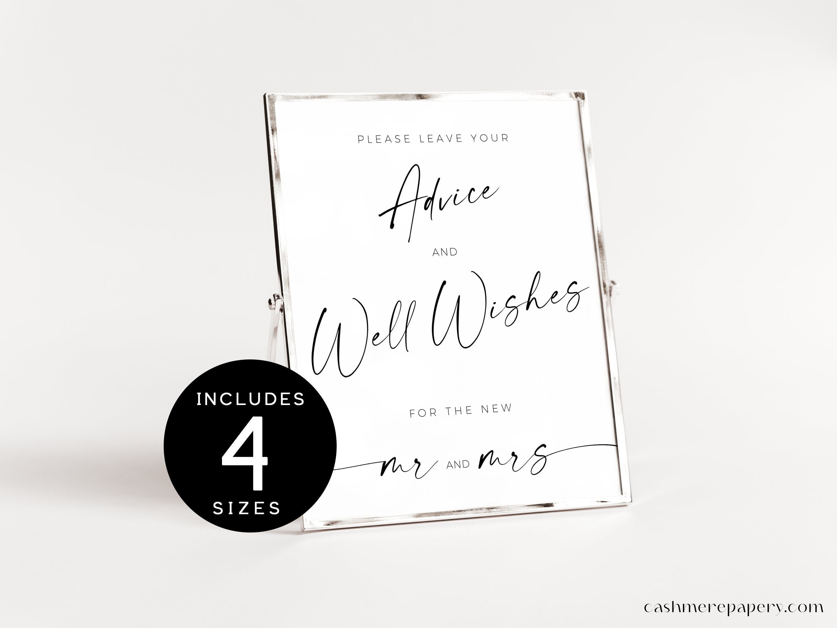 Advice and Well Wishes Editable Sign | Newlyweds Wedding Advice Sign ...