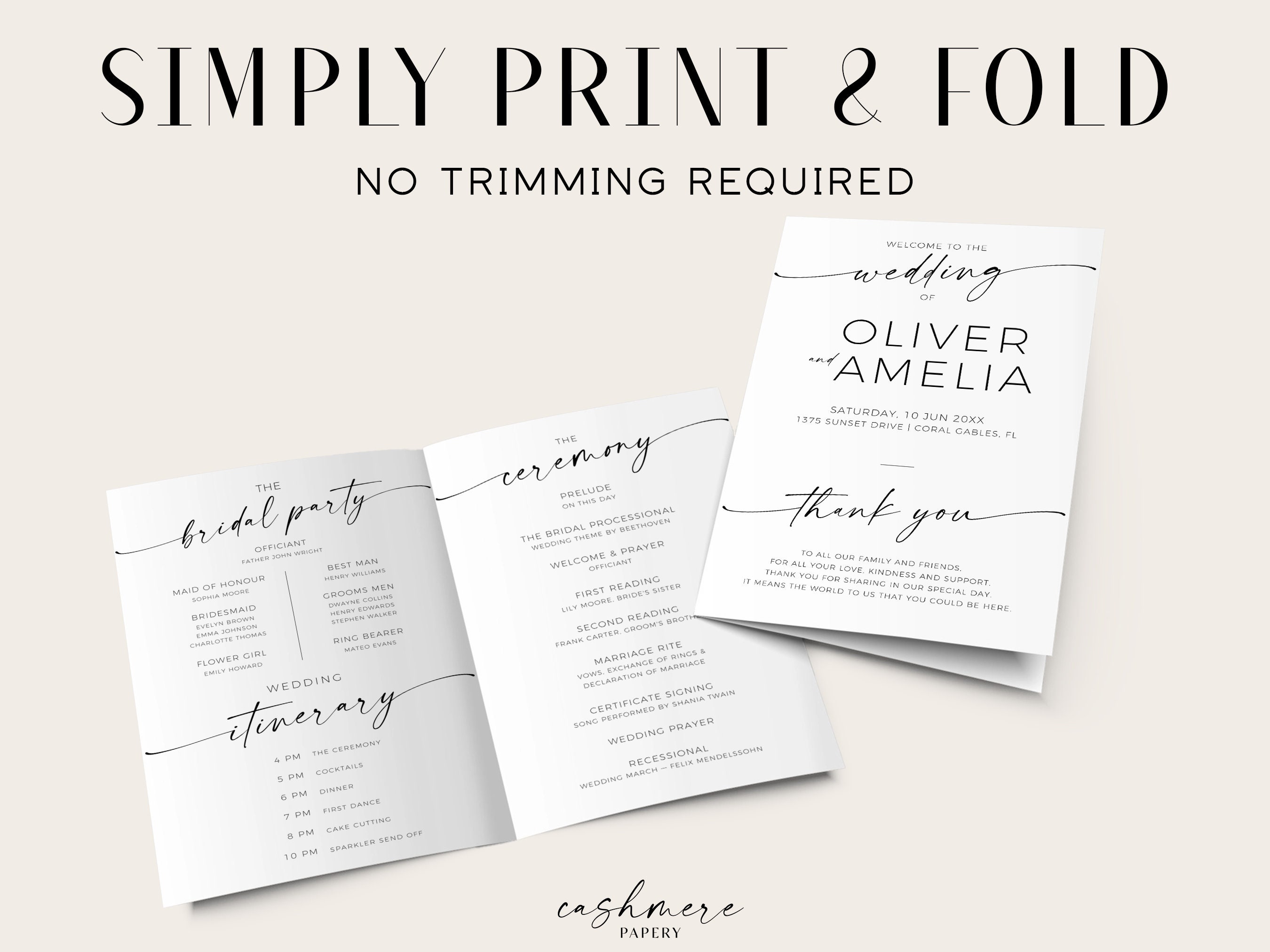 Church Wedding Program Template Editable Catholic Mass - Etsy