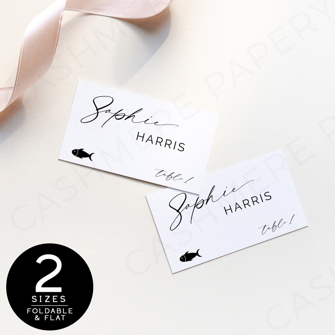 Wedding Place Card Template With Meal Option | Wedding Place Card Meal ...