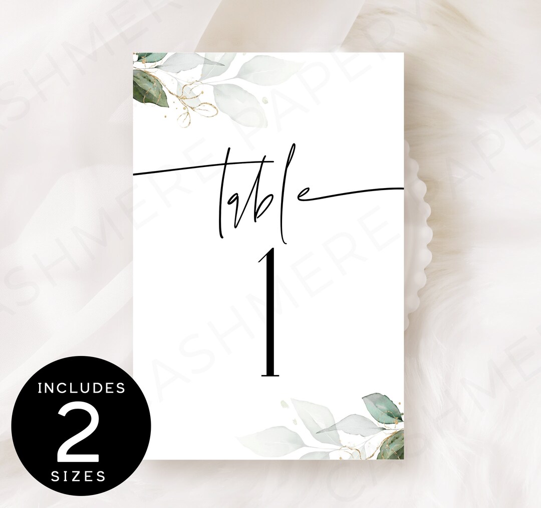 Sage Table Numbers, Eucalyptus Wedding Table Numbers Template, Editable ...