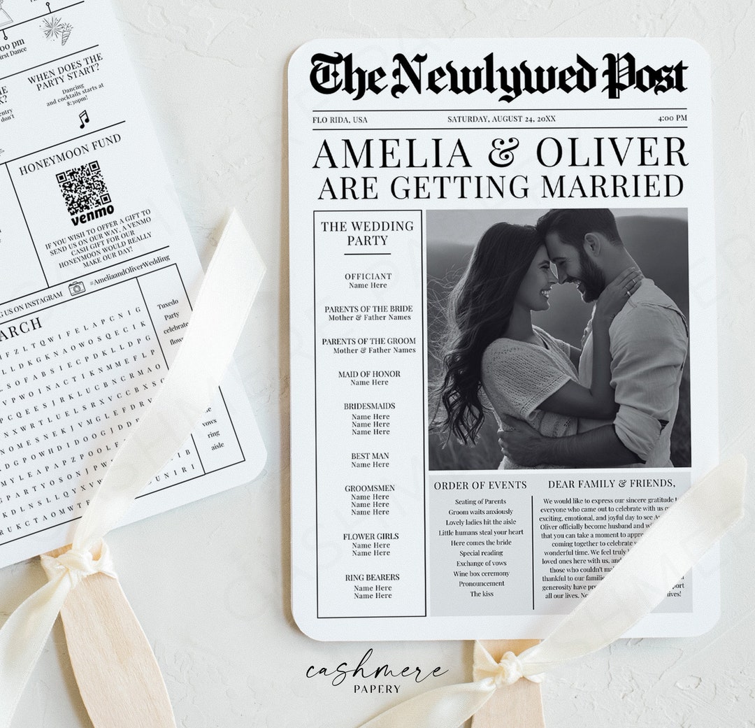 Wedding Program Fan Template With Timeline Canva Editable Ceremony ...