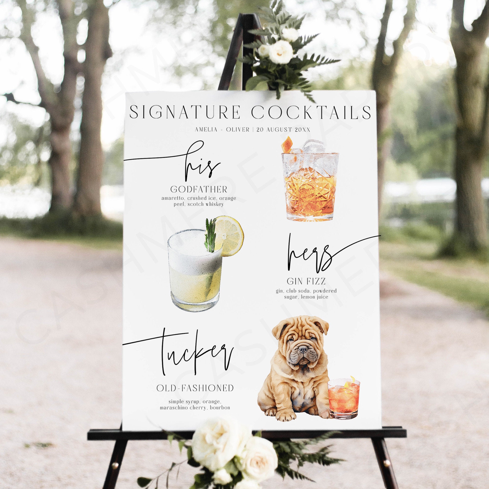 Wedding Drink Menu Dogs His and Hers Signature Drinks Pet - Etsy