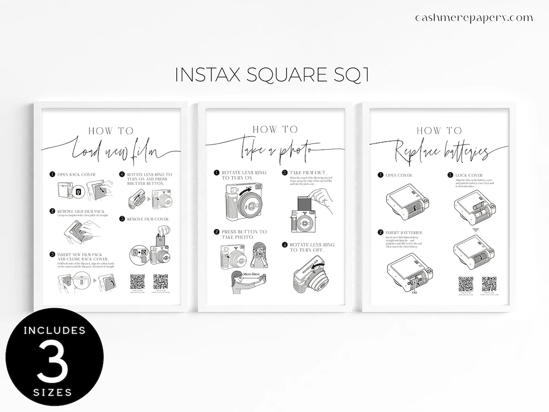 Instax Square SQ1 Camera Instructions Signs Bundle | Polaroid Wedding ...