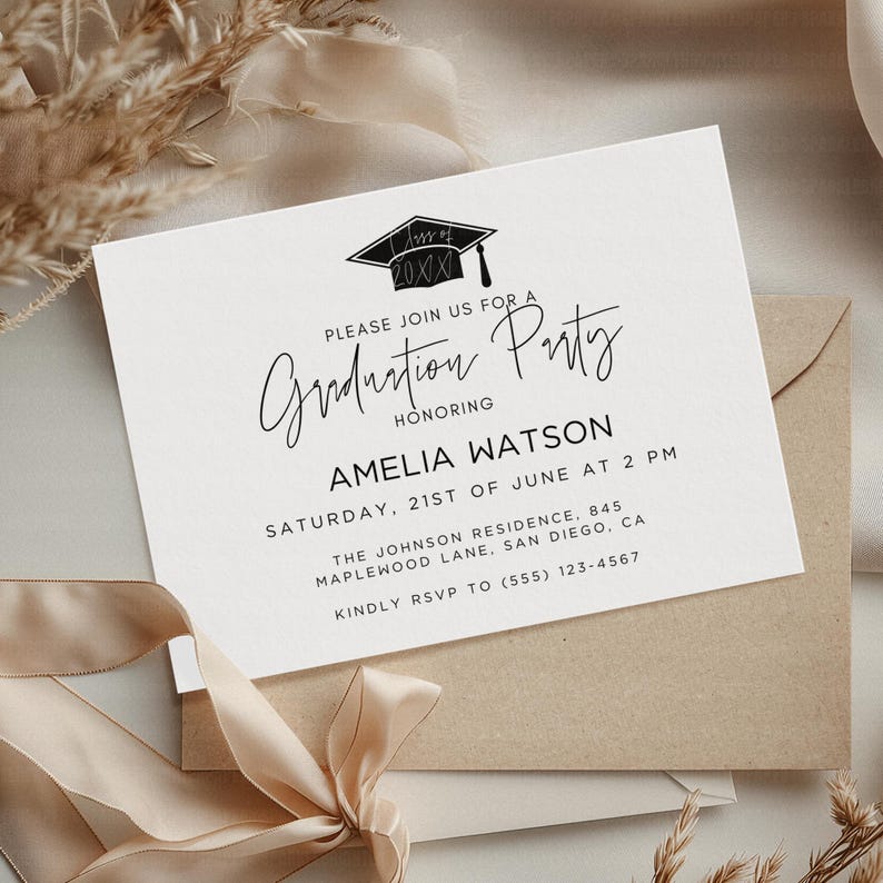 Graduation Party Mini Invitation, Grad Party Insert Card Printable ...