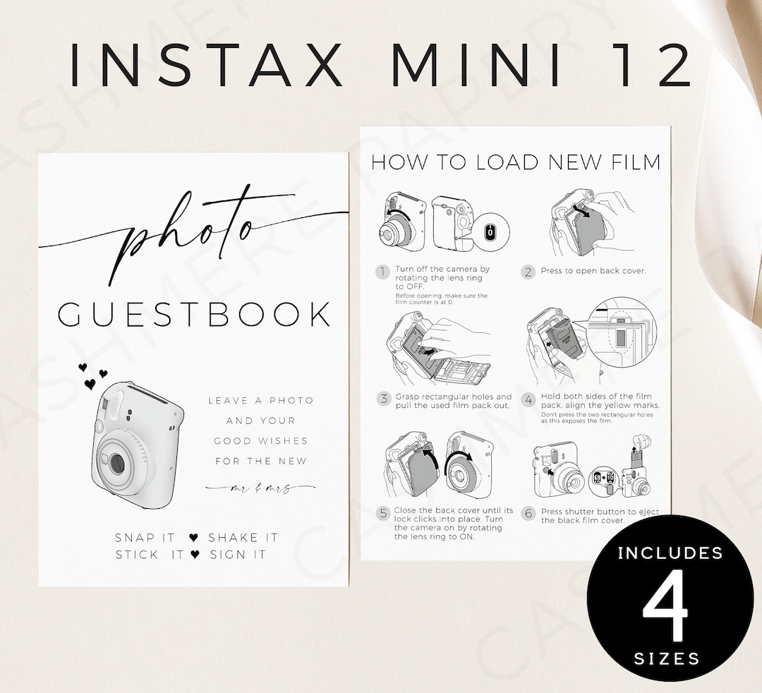 Wedding Polaroid Camera How to Load New Film Instructions and Photo ...