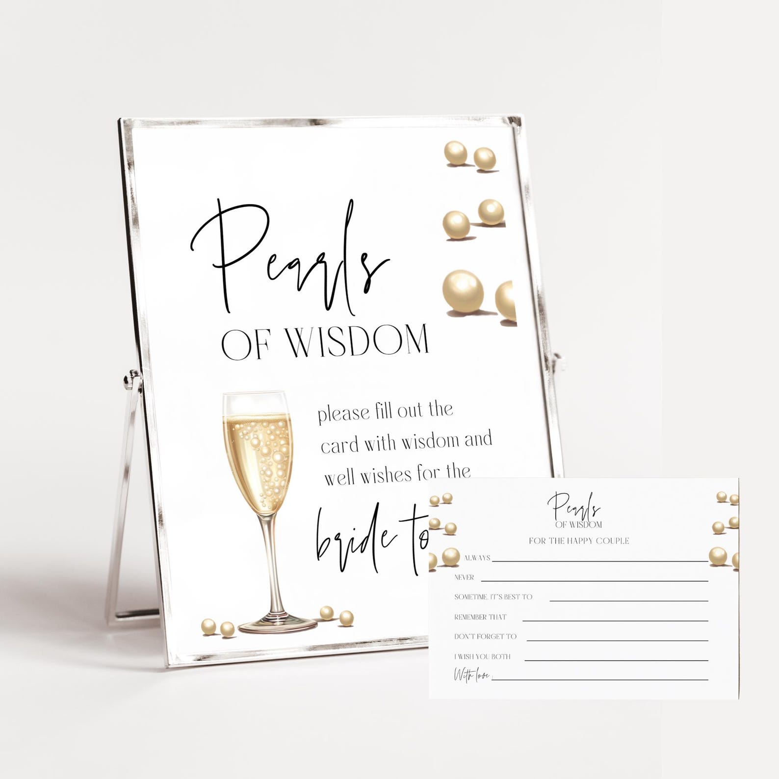Pearls of Wisdom Cards Bridal Shower, Pearls of Wisdom Advice Cards ...