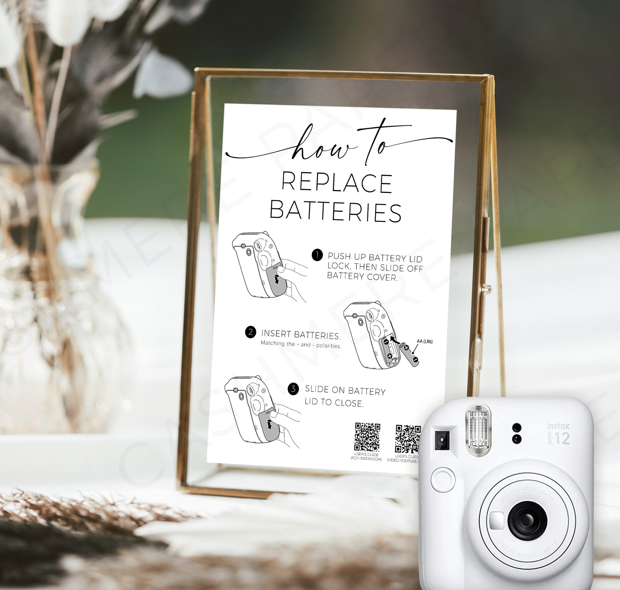 Printable Instax Mini 12 How to Replace Batteries Instructions - Etsy