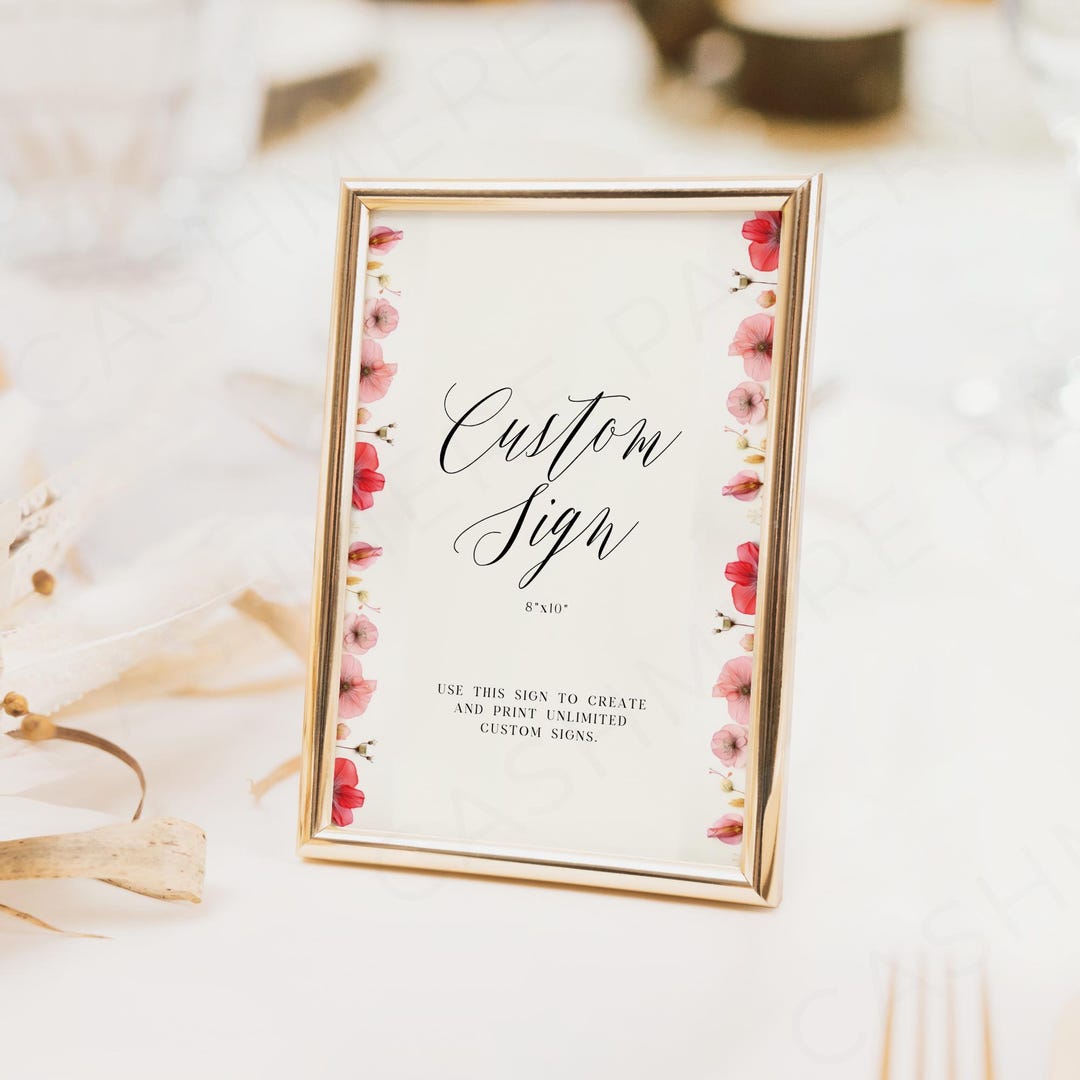 Boho Floral Custom Wedding Sign Template, Bridal Shower Blush Pink ...