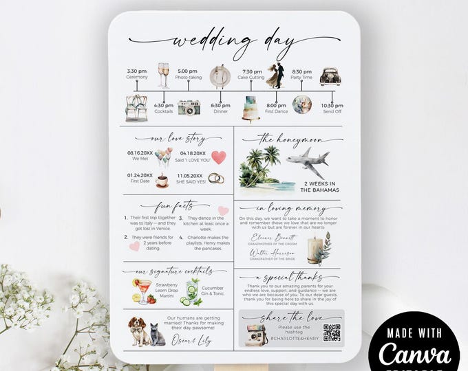 Wedding Program Fans, Wedding Timeline Fan, Infographic Fan ...
