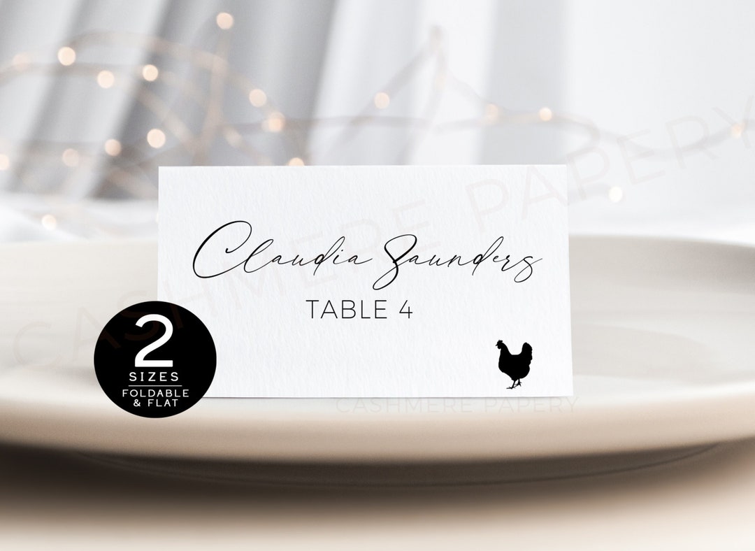 Place Cards for Wedding With Meal Icons, Place Cards for Wedding Meal ...