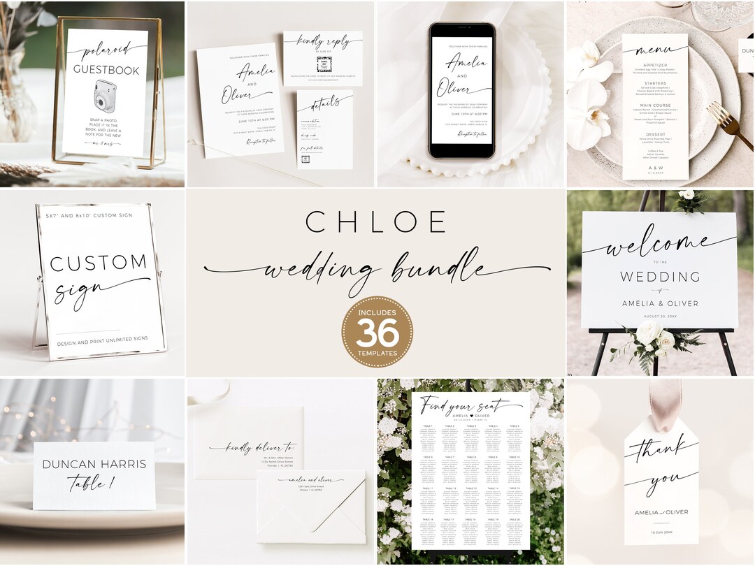Wedding Signs Template Bundle Wedding Signs Bundle Minimalist Wedding ...