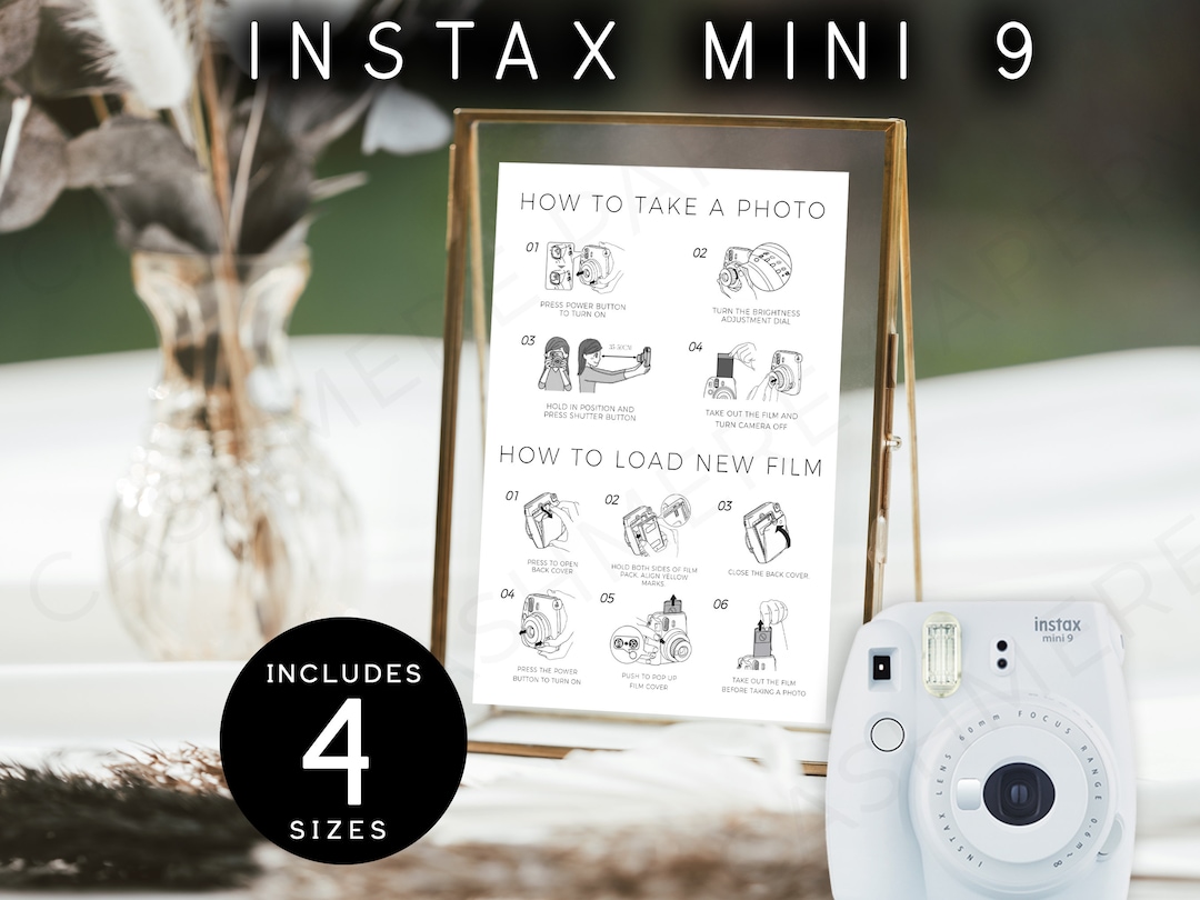 Instax Mini 9 Sign, Instax Camera Sign, Instax Mini Instructions Sign ...