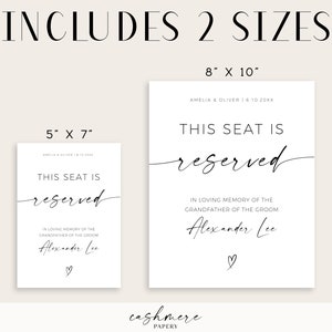 Reserved Sign Wedding in Loving Memory Template, Remembered Always ...