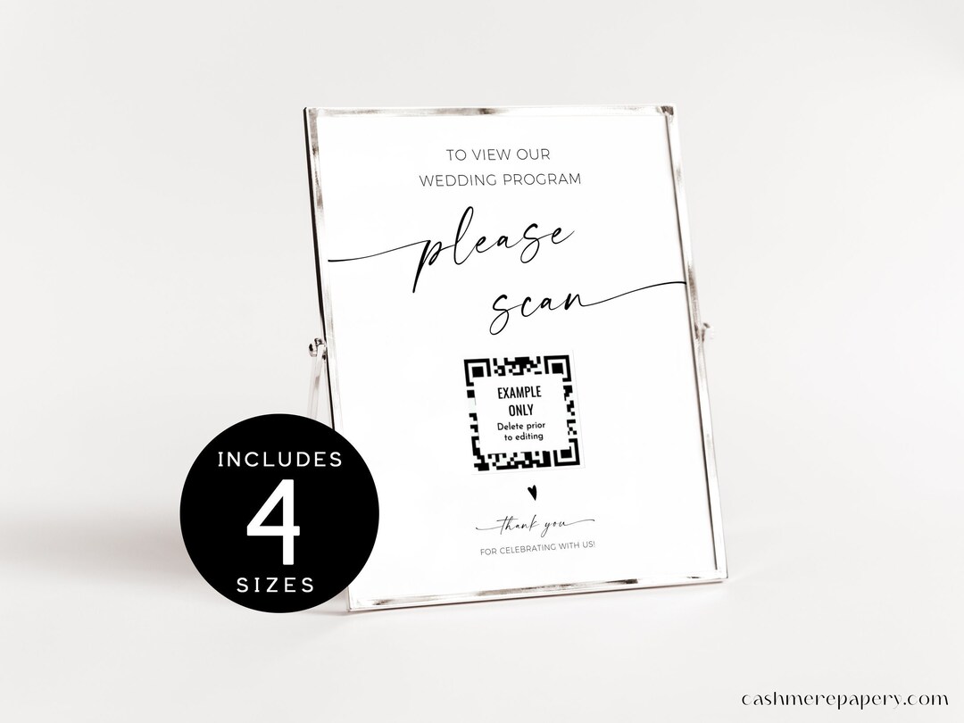 QR Code to Wedding Program Sign | Scan Wedding Ceremony Timeline ...
