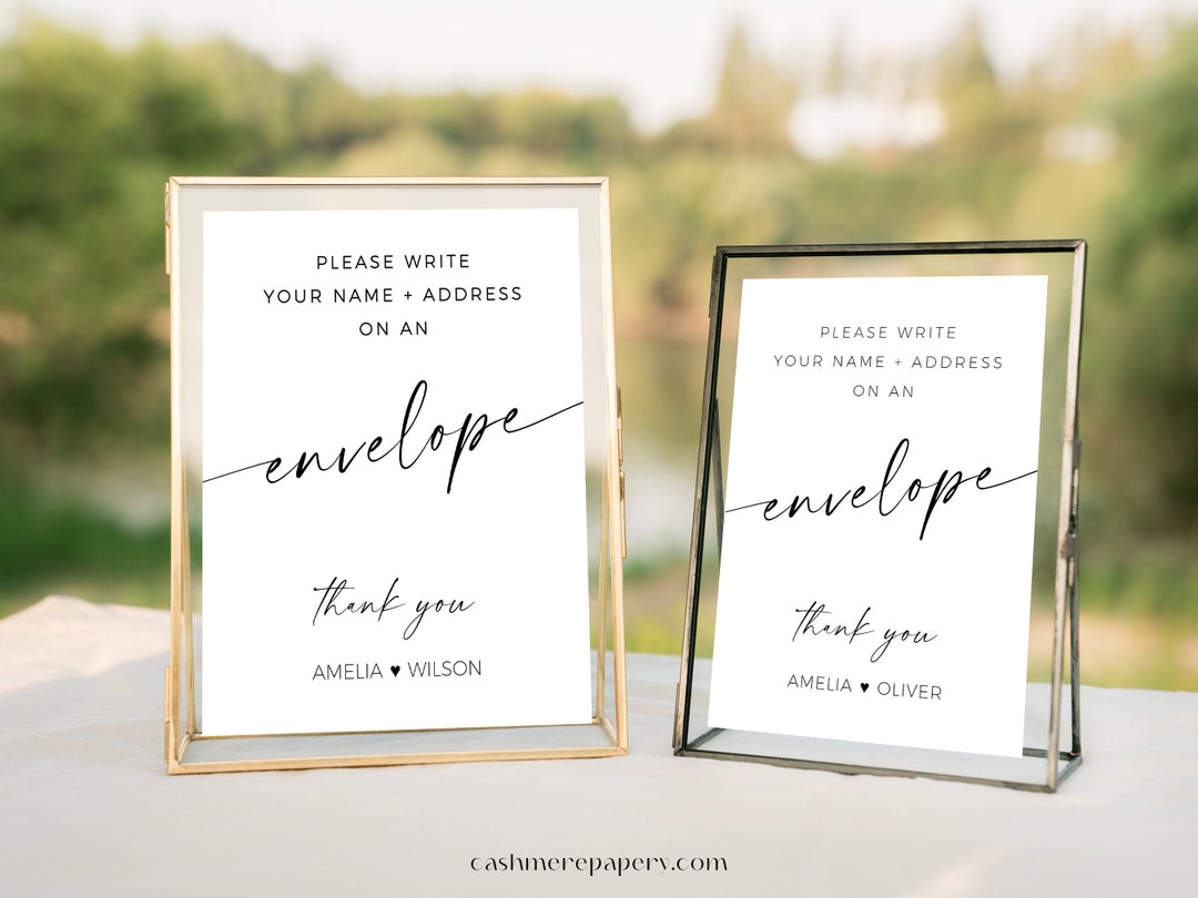 Please Write Your Name and Address on Envelope Sign | Custom Wedding ...