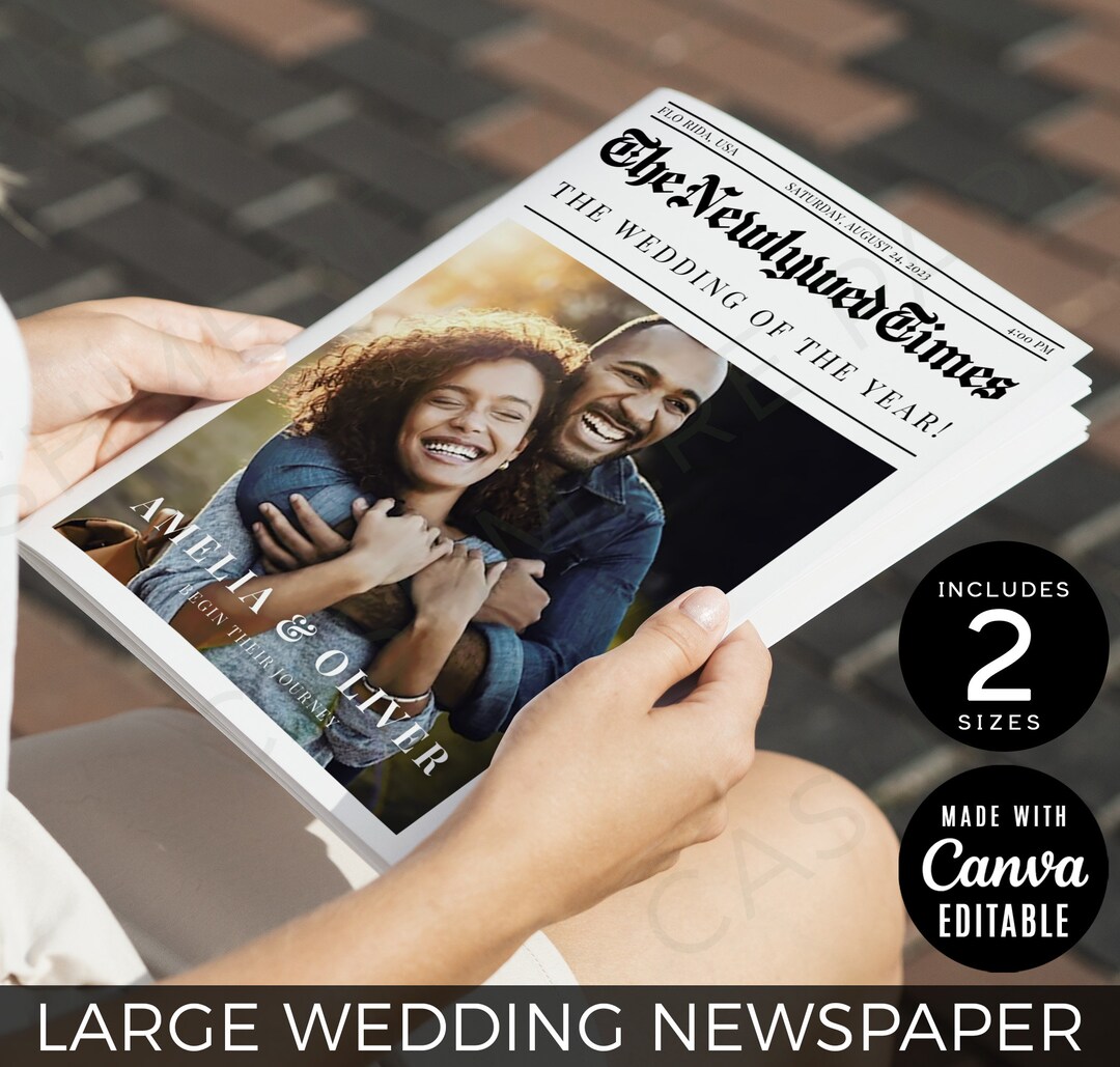 Large Newspaper Wedding Program, Wedding Infographic Ceremony Timeline ...
