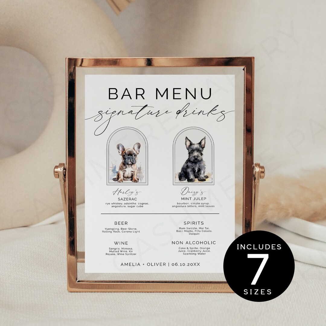 Signature Drink With Dog Template, Signature Drink With Animals ...