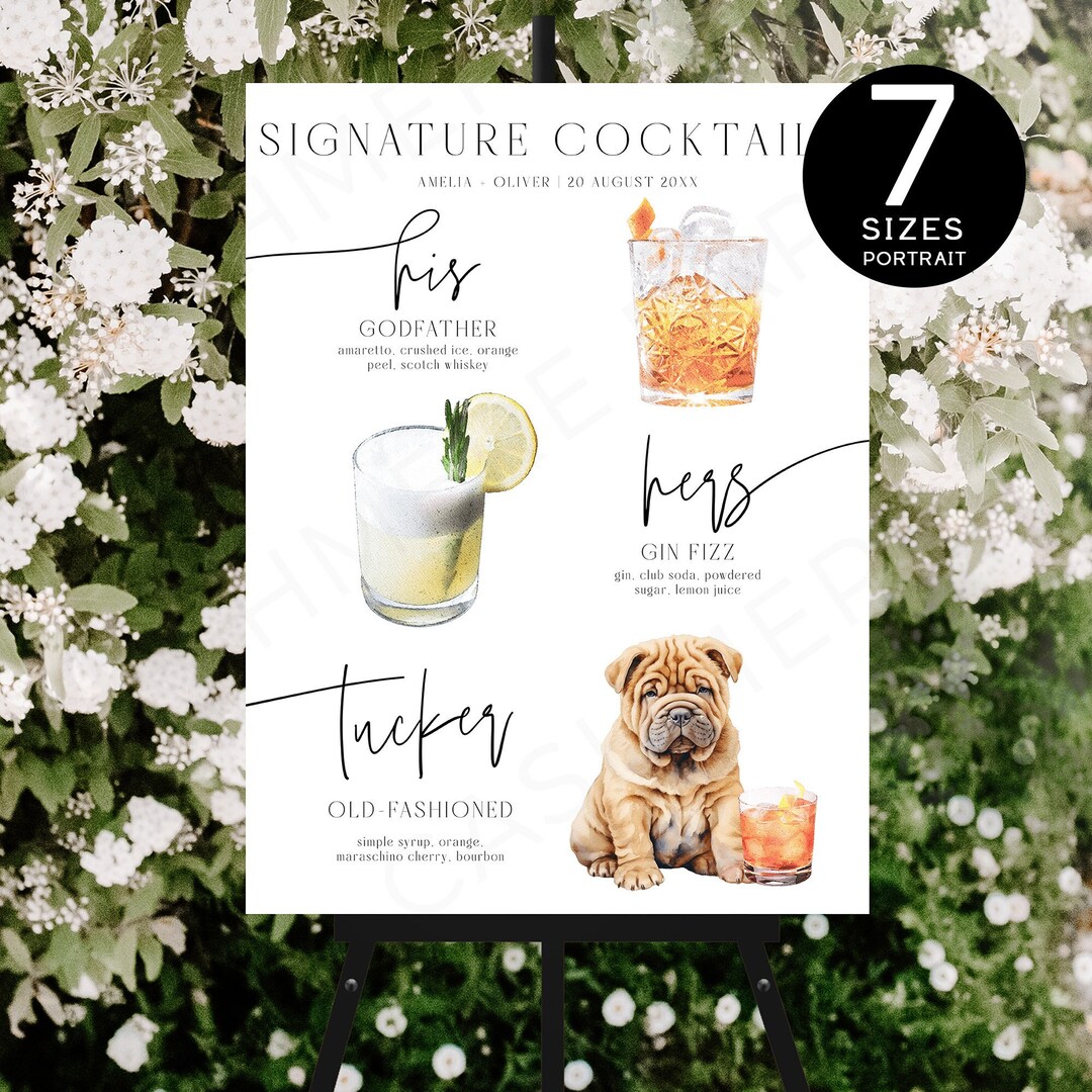 Dog Signature Drink Sign Download, Signature Drink Wedding Sign With ...
