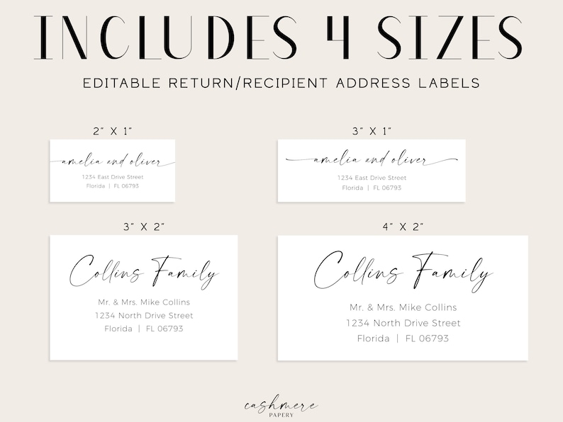 Wedding Invite Label Template | Diy Address Label Template | Modern ...