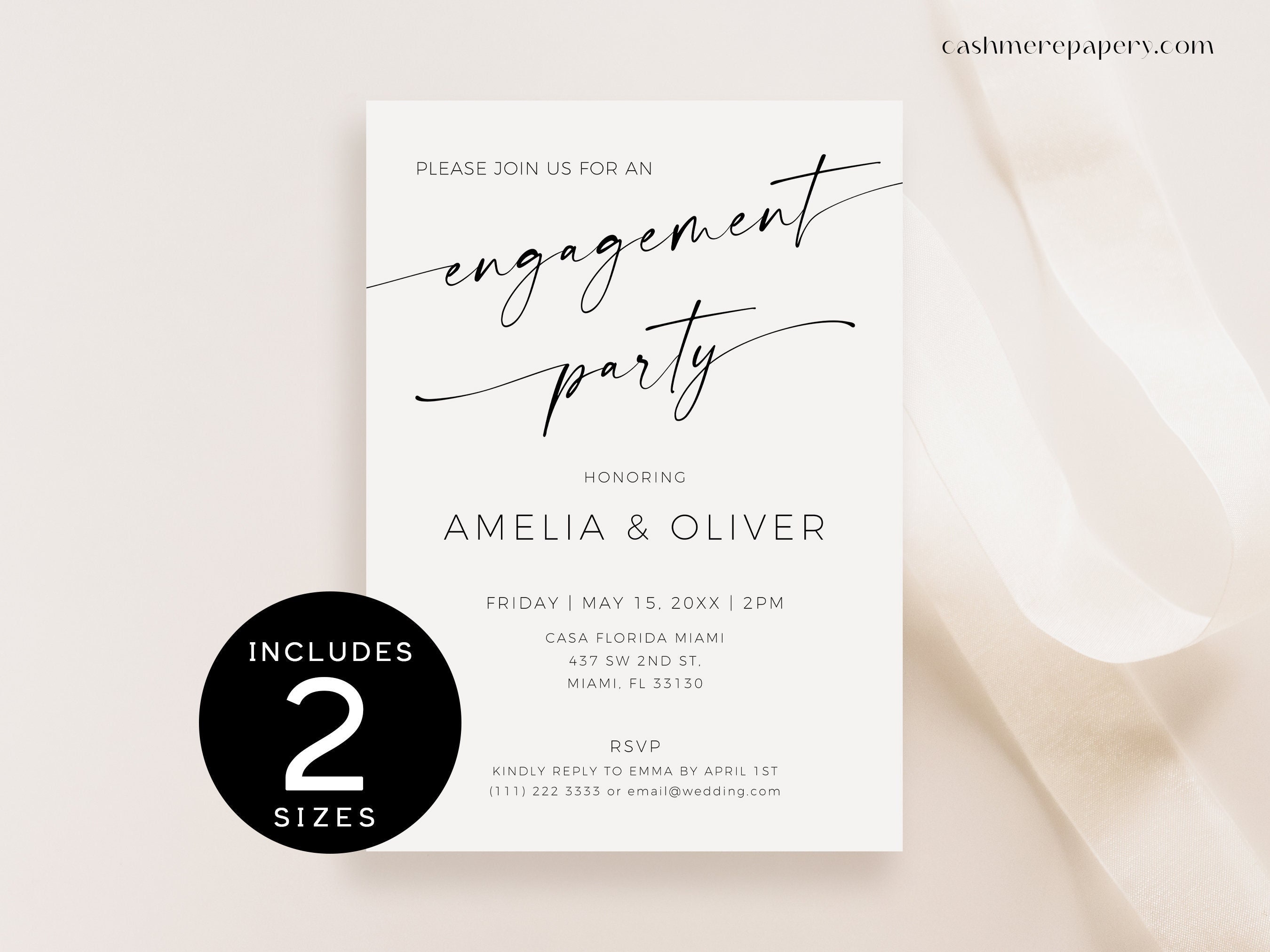 Minimalist Engagement Party Invitation Template | Modern Editable ...
