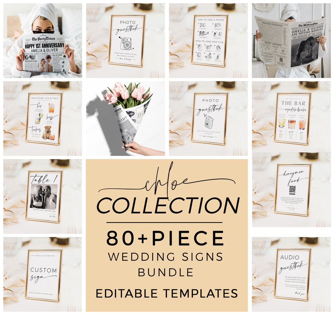 Wedding Stationery and Reception Bundle | Modern Wedding 80+ Table ...
