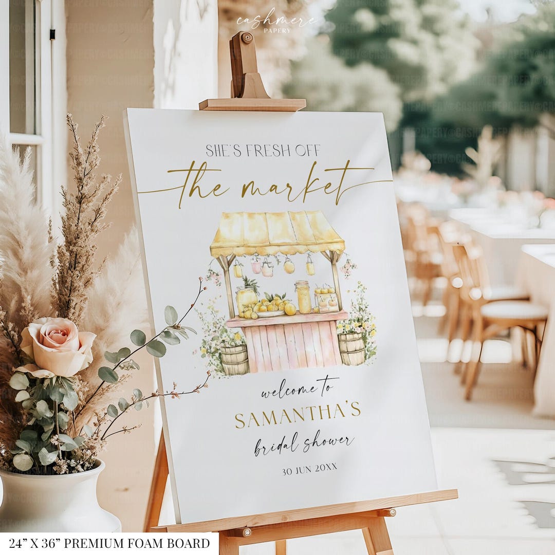 Lemon Stall Bridal Shower Welcome Sign, Fresh off the Market Poster - Etsy