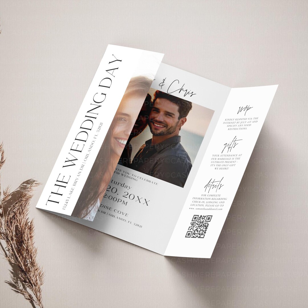 Trifold Pictures Wedding Invitation Template, Modern Ceremony Gatefold ...