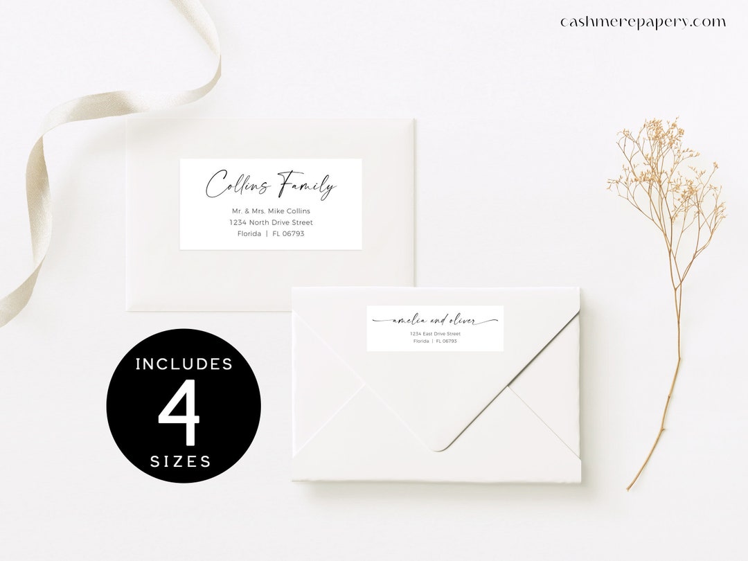 Wedding Invite Label Template | Diy Address Label Template | Modern ...